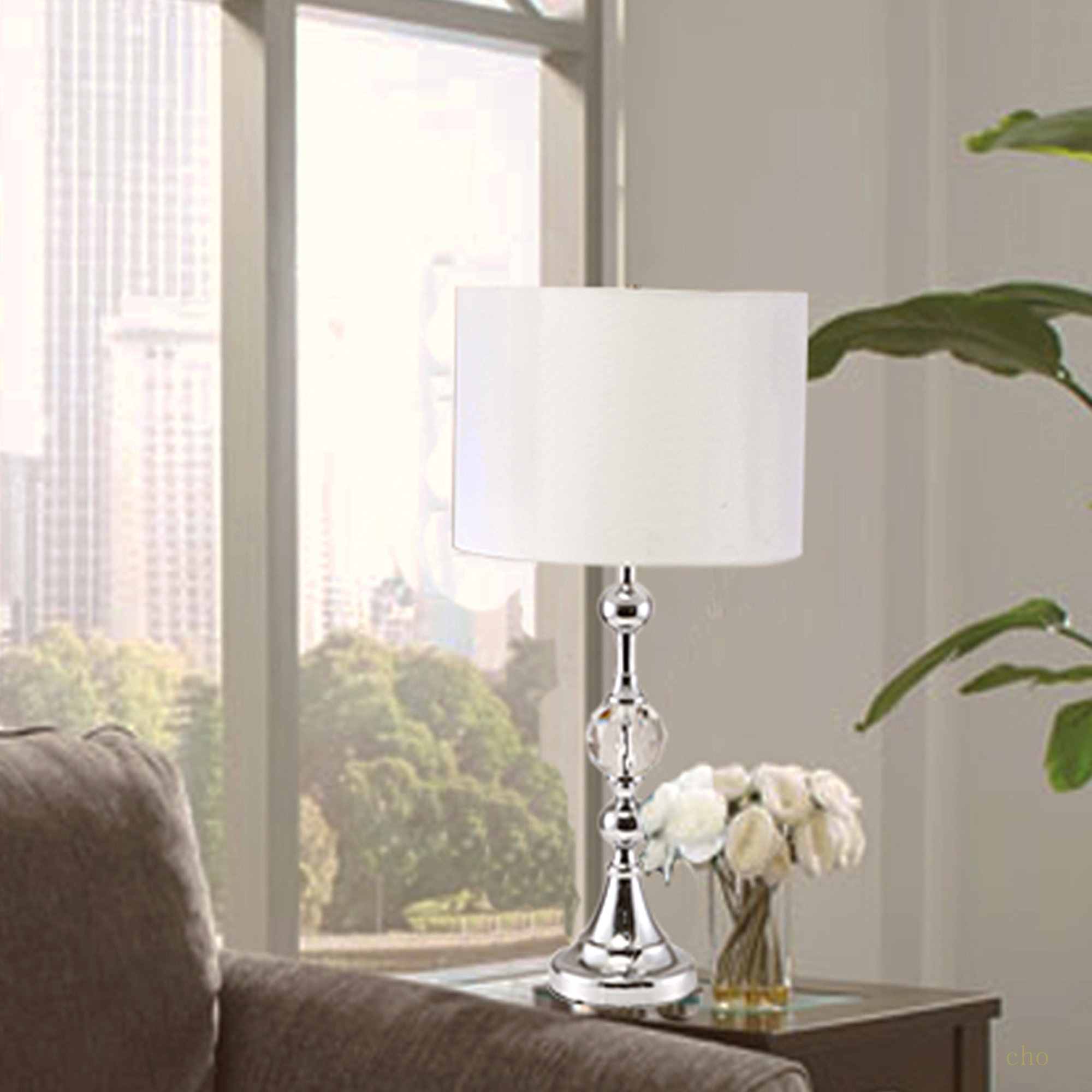 House of Hampton® 29.5" Tall Metal Table Lamp" Leona" With Crystal Accents | Wayfair